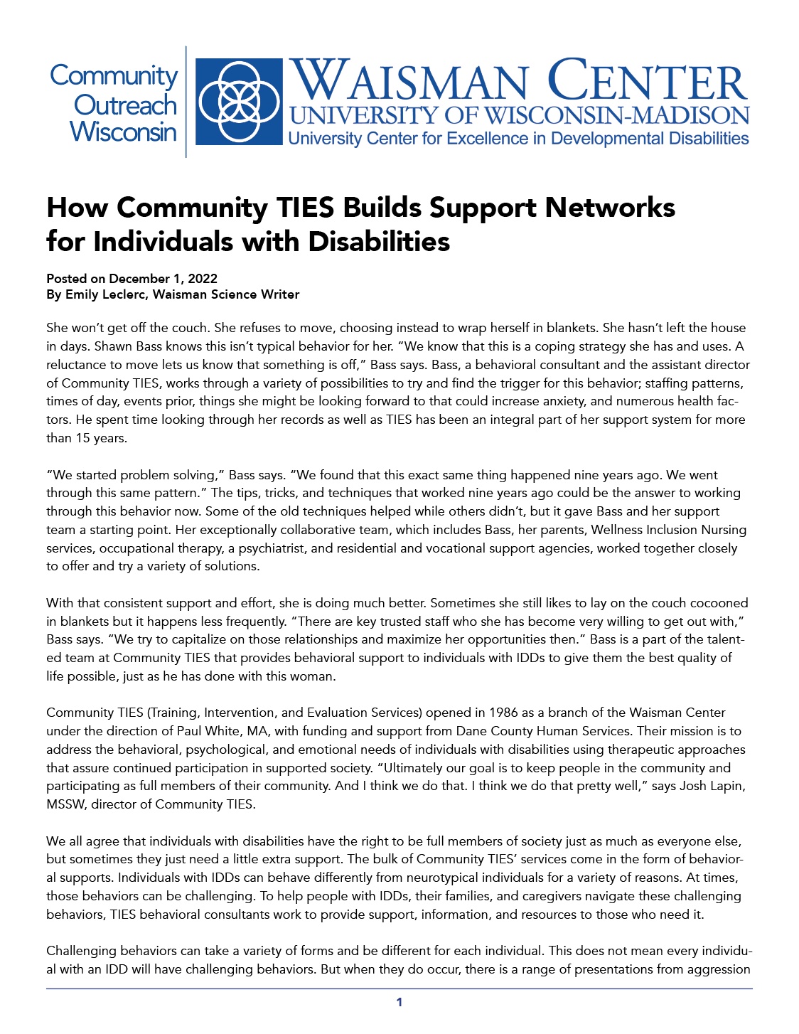 Community Outreach Wisconsin – Community Outreach Wisconsin – UW–Madison